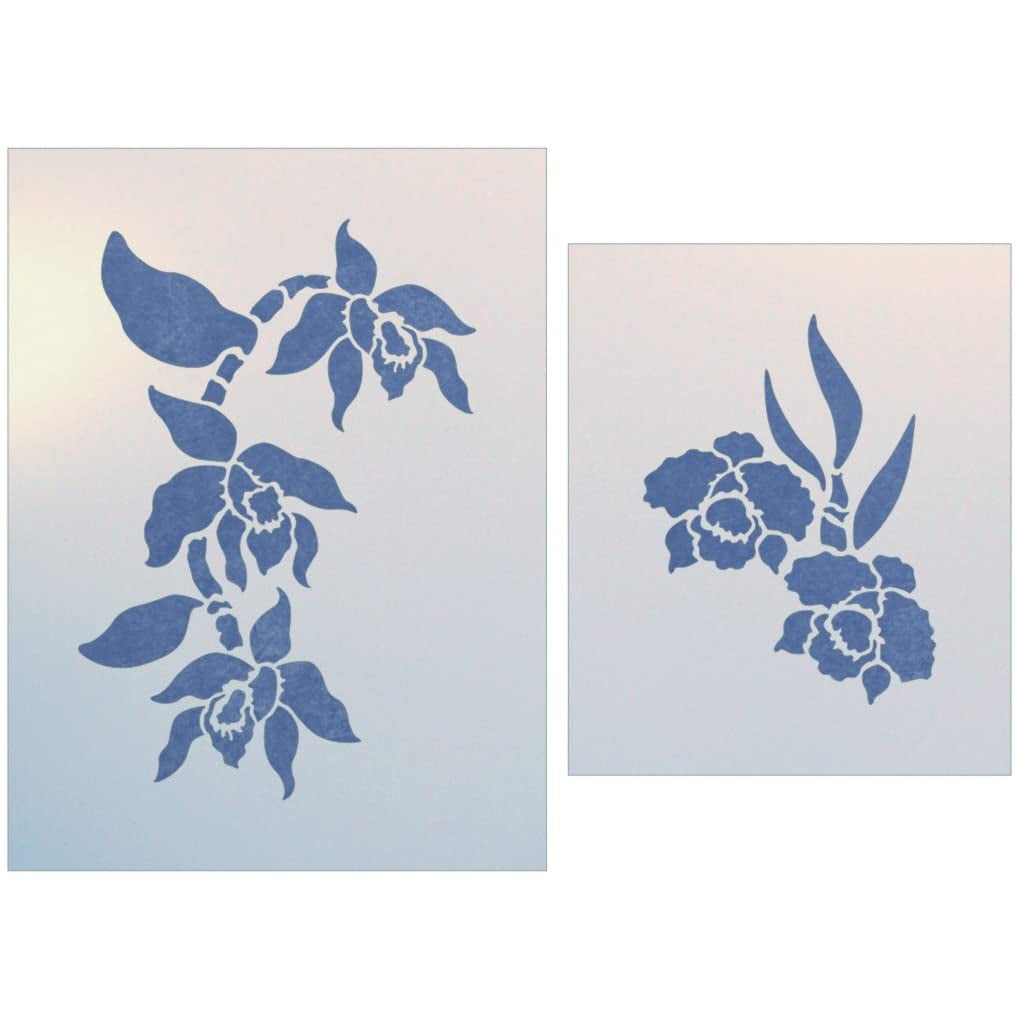 Orchid 1 & 2 Stencil Set - Set of 2 - Tropical Hawaiian Flower Reusable ...