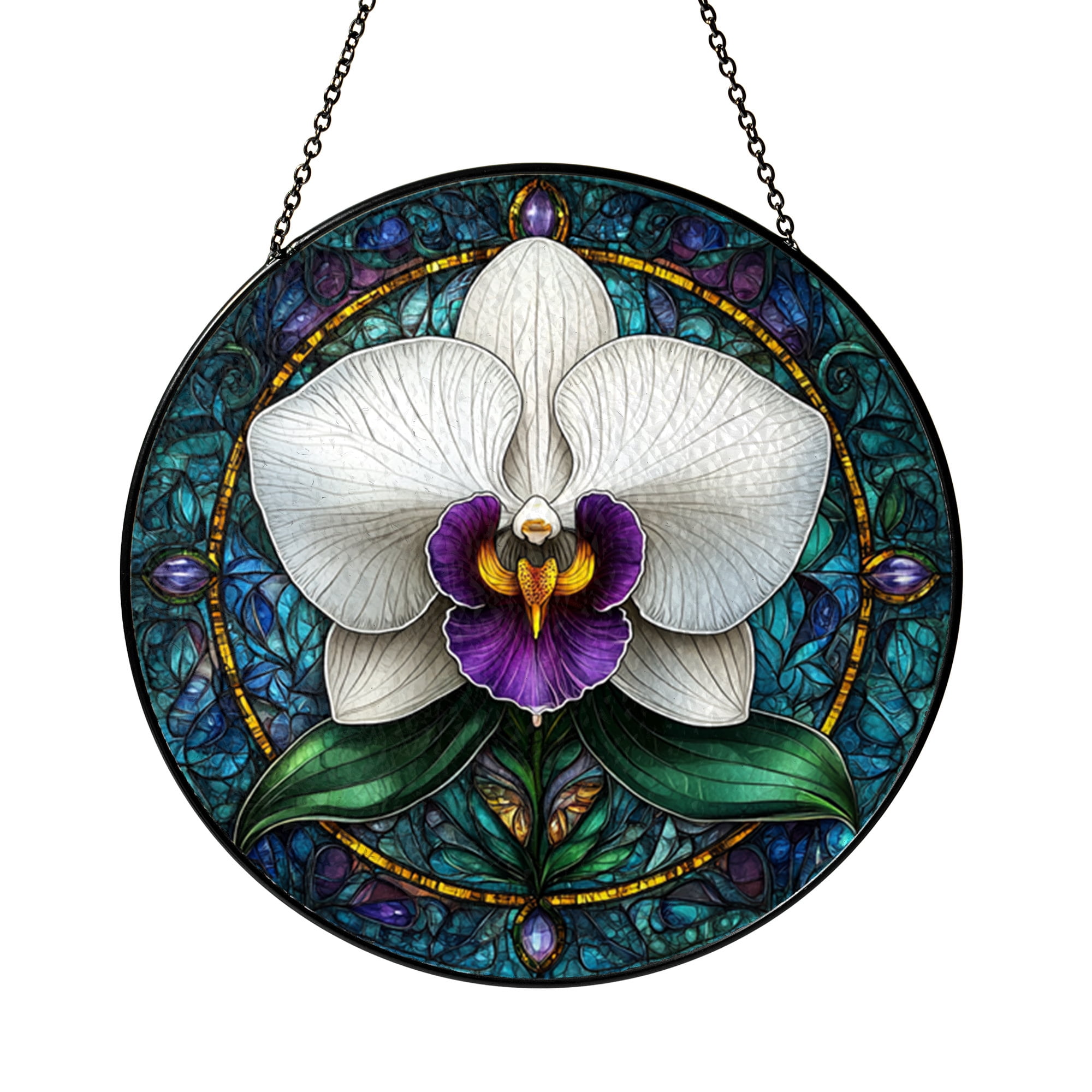 Orchid Blossom Stained Glass Suncatcher – Cattleya Inspired Window Art ...