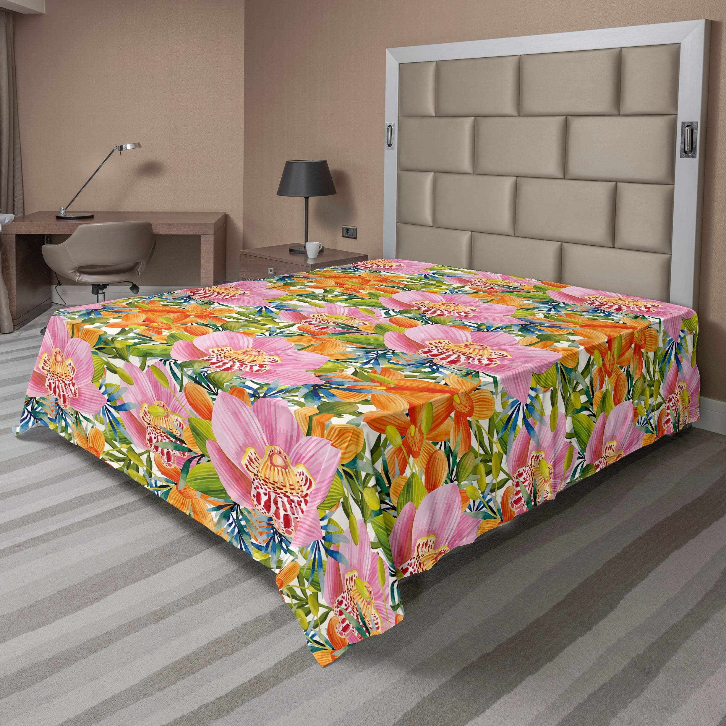 Ambesonne Orchid Flat Bedding Sheet Soft Top Sheet, Simple Water ...