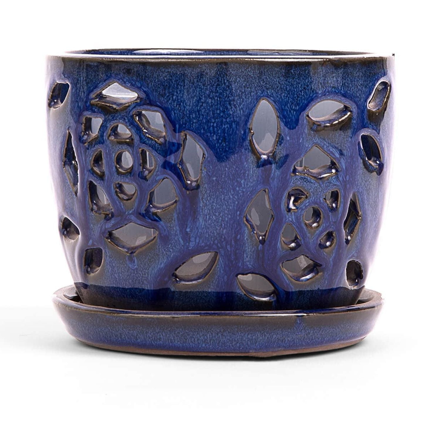 Orchid Flower Pot 5 Inch Ceramic with Airflow Holes, Comes with ...