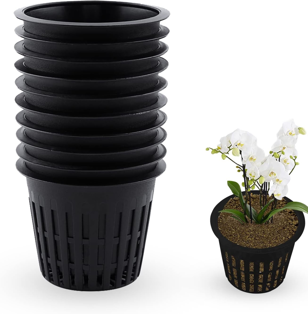 Orchid Pot, 10 Pack 3 Inch Net Cup Pots With Holes and Saucers, Net Pot ...