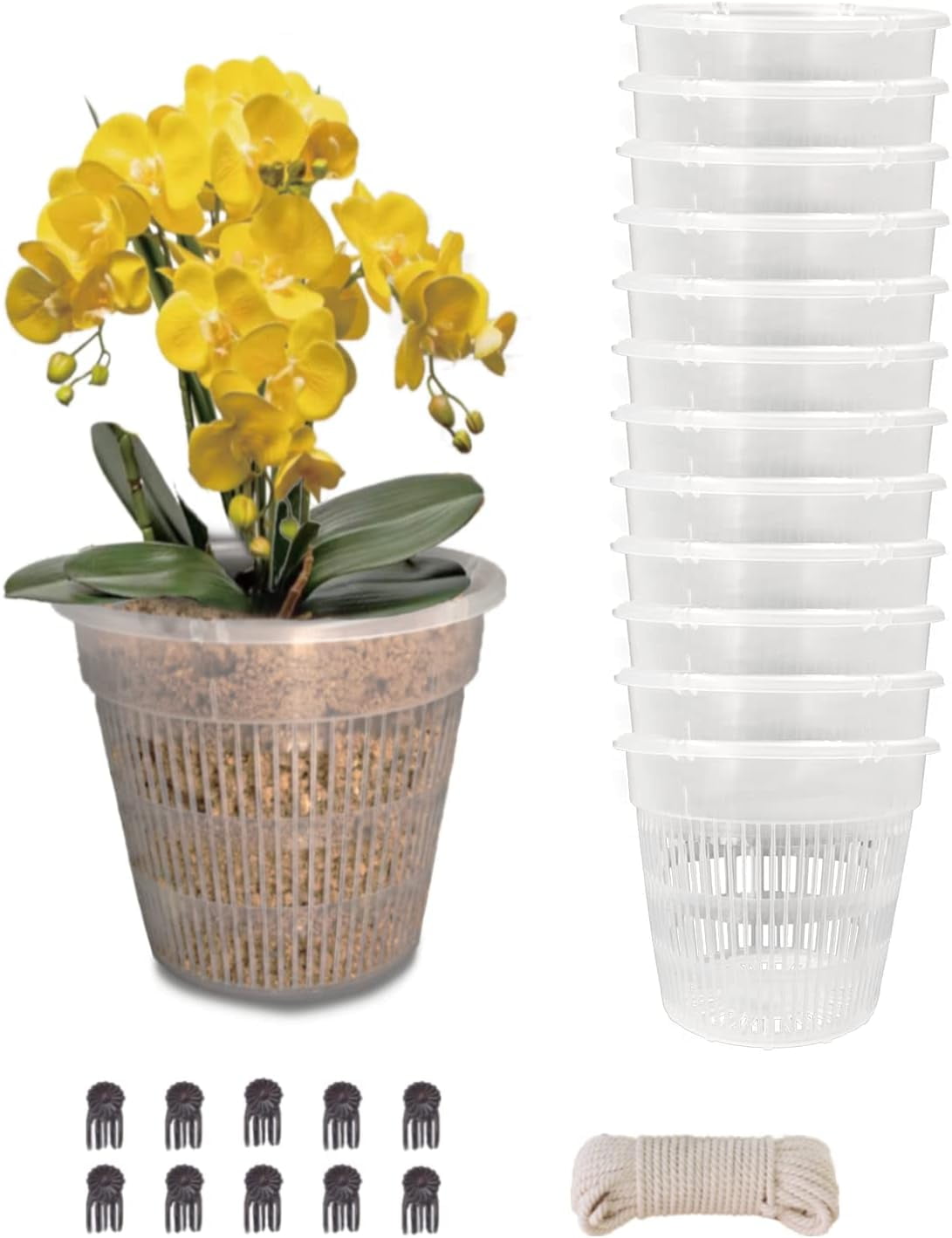Orchid Pots, 12 Pack 4.5in Orchid Pots with Holes, Breathable Slotted ...