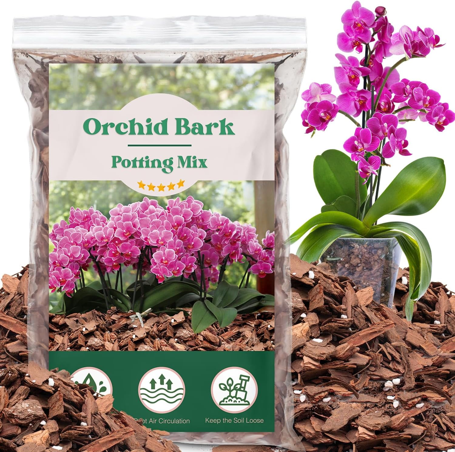 Orchid Potting Mix,Orchid Bark Potting Mix,4QT Natural Orchid Bark ...