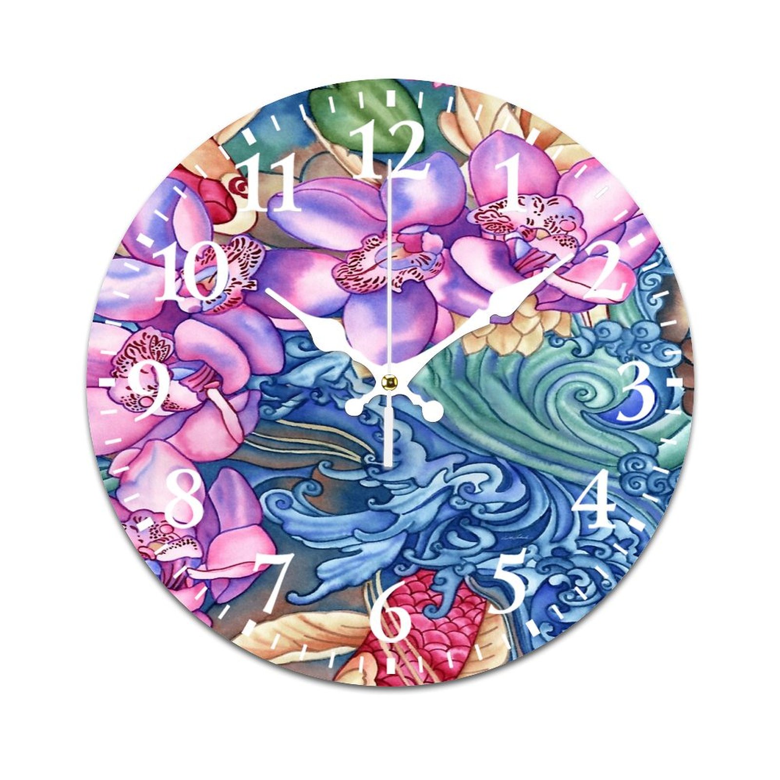 Orchid Splash Wall Clock Modern Design Clocks Wall Hanging Home Office ...