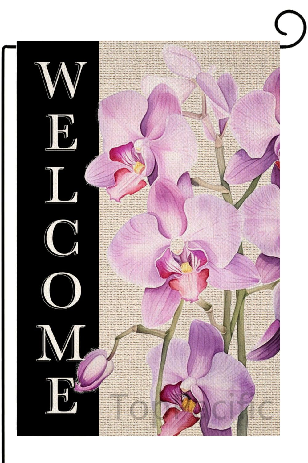 Orchid Spring Welcome Garden Flag for OutdoorIn Double Sided Black ...