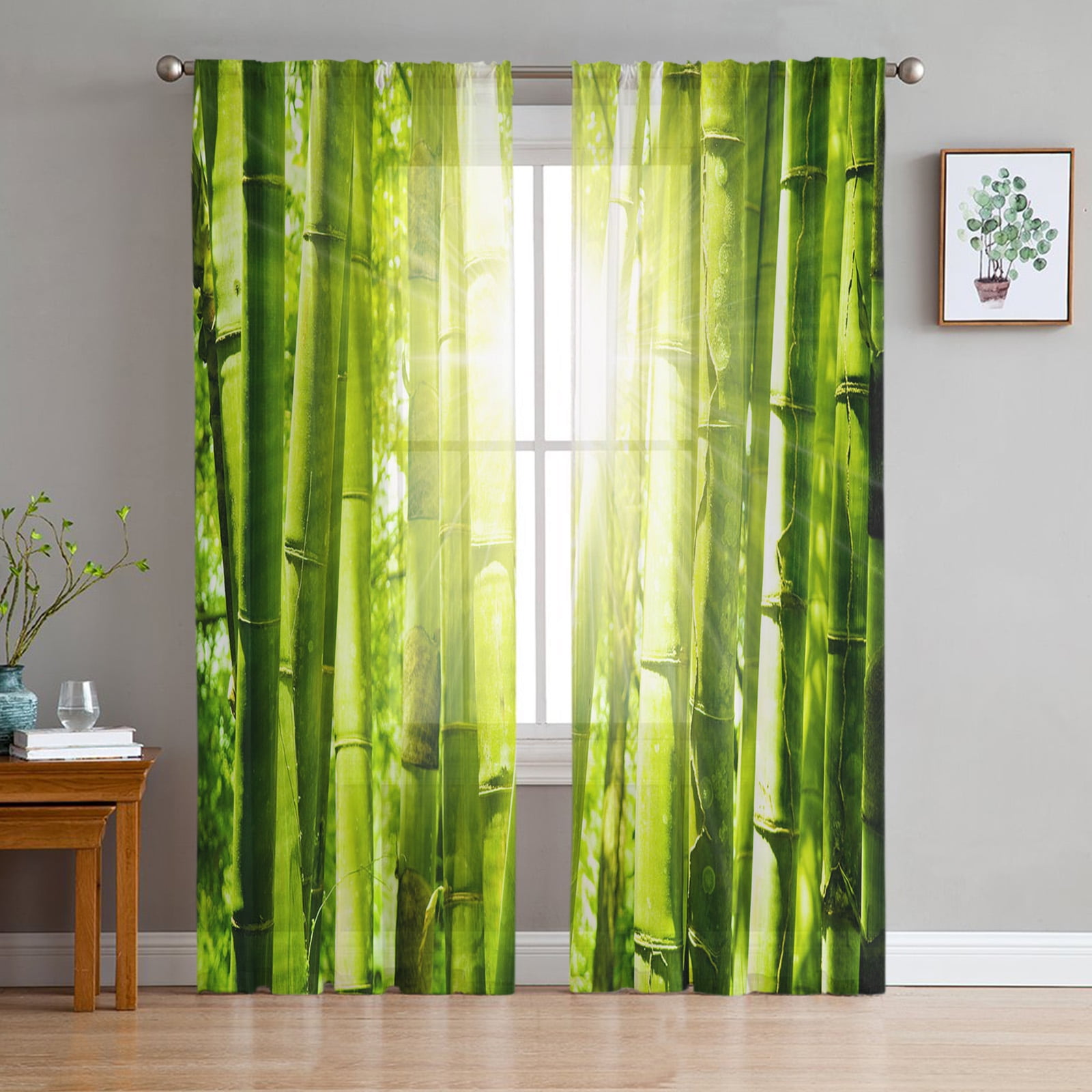 Orchid Sts Bamboo Zen Tulle Curtains for Living Room Bedroom ration ...