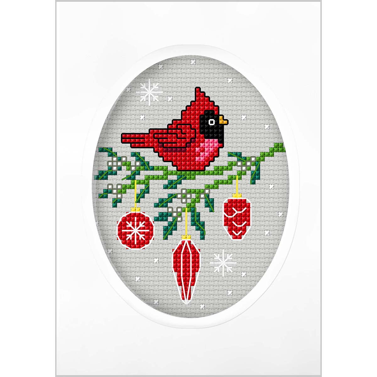 Orchidea Christmas Cardinal Greeting Card Counted Cross-Stitch Kit ...