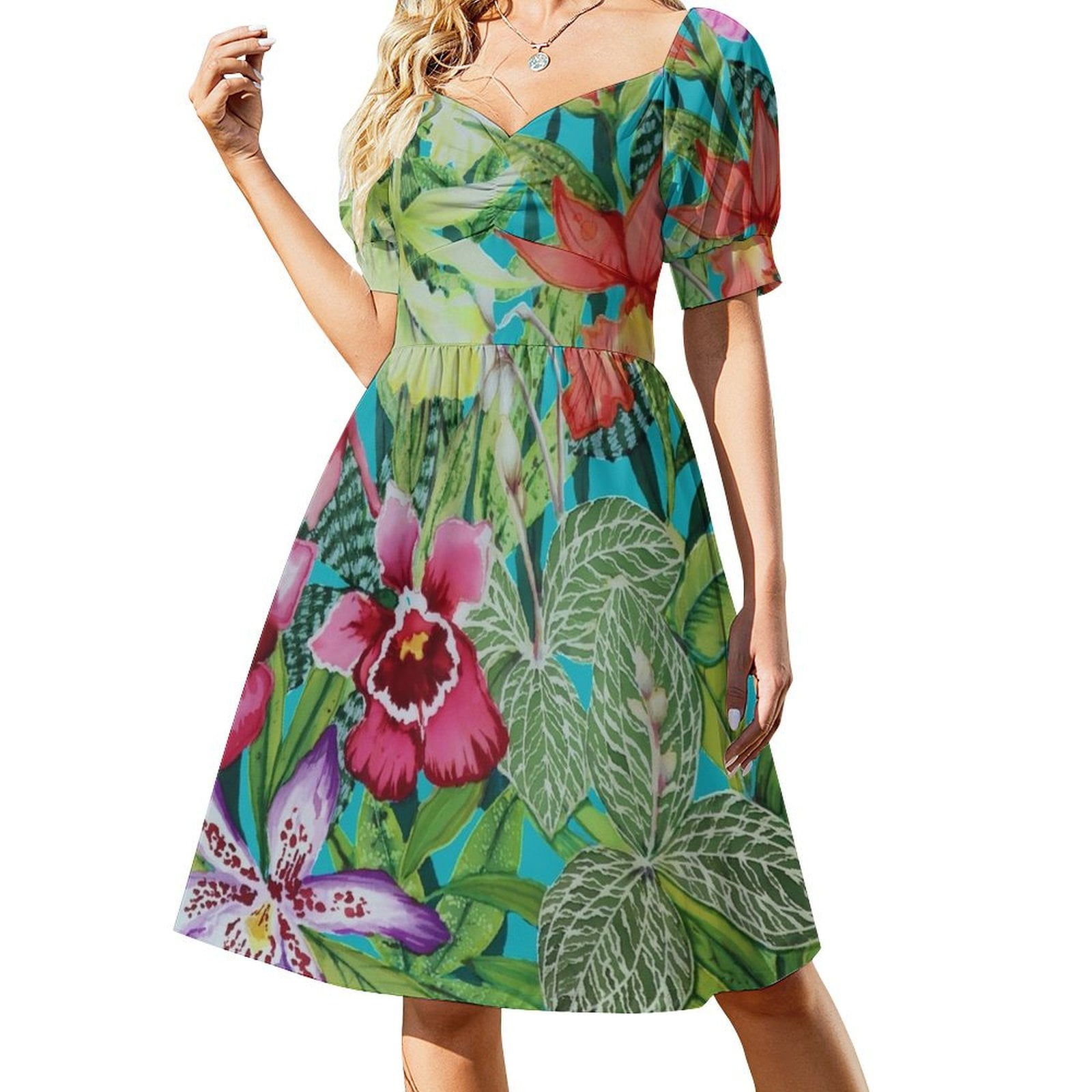 Orchids Painted on Silk Dress birthday dress for women luxury prom ...