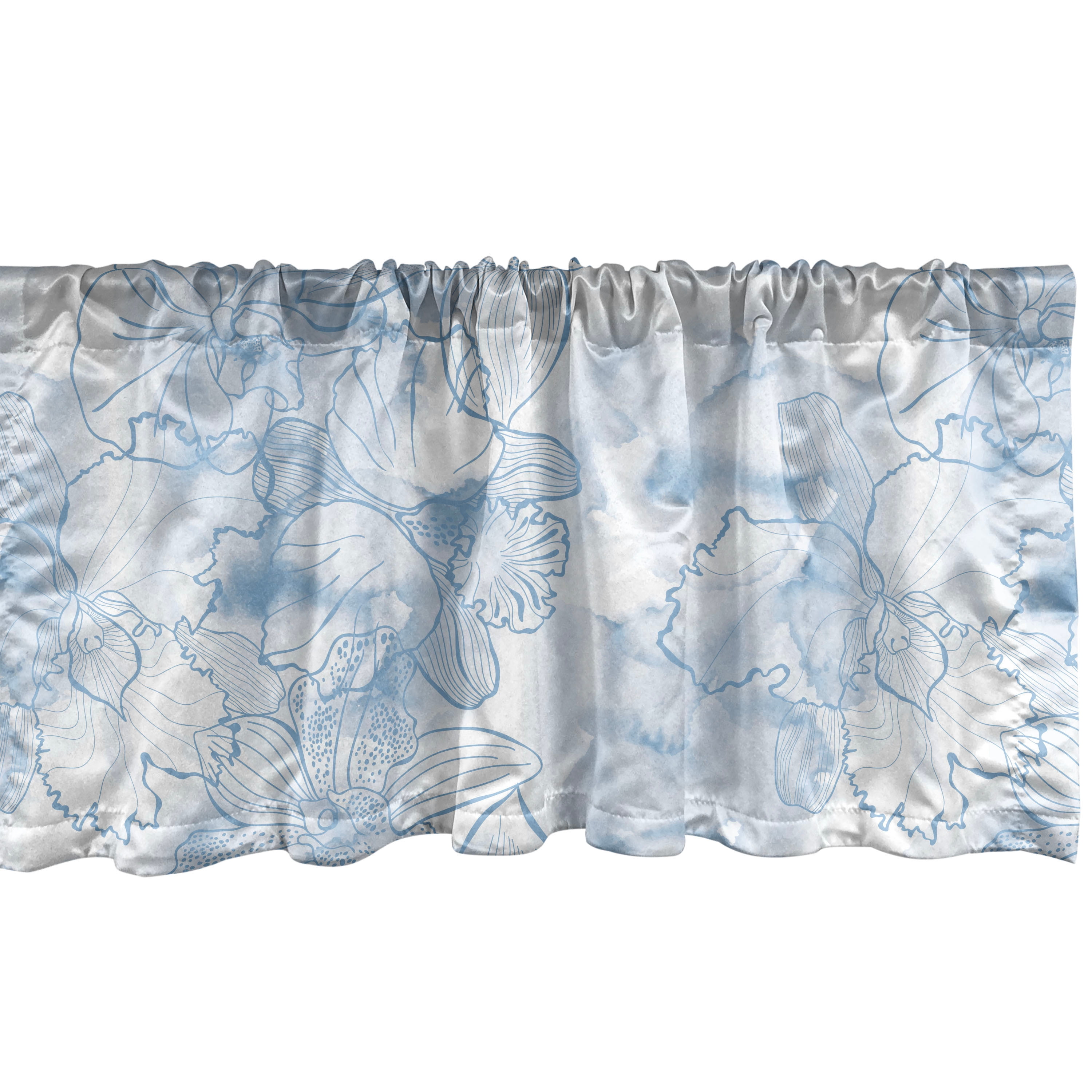 Orchids Window Valance, Line Style Drawn Water Flower Pattern on ...