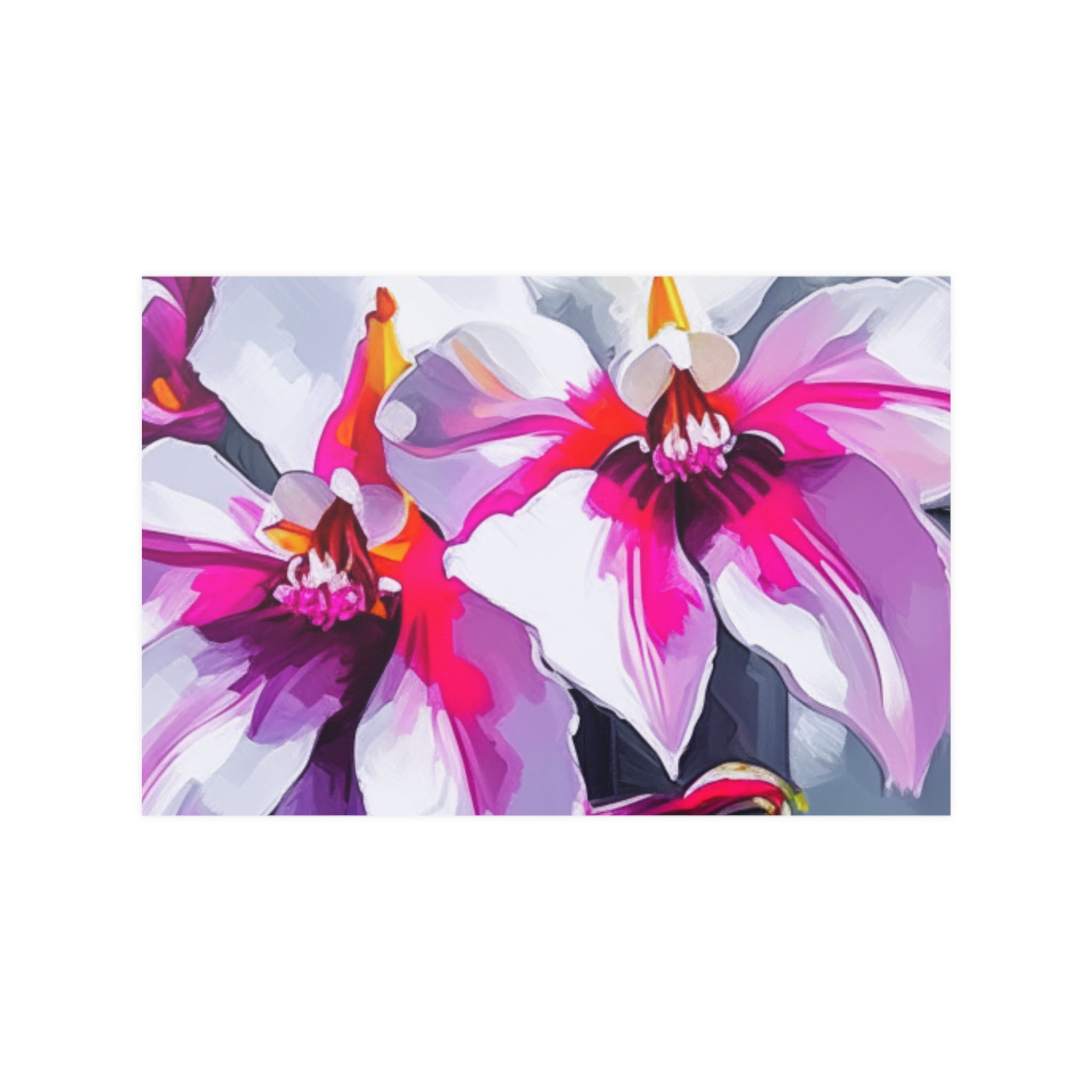 Orchids in the Breeze Abstract Plant Garden Art Print on Satin Posters ...