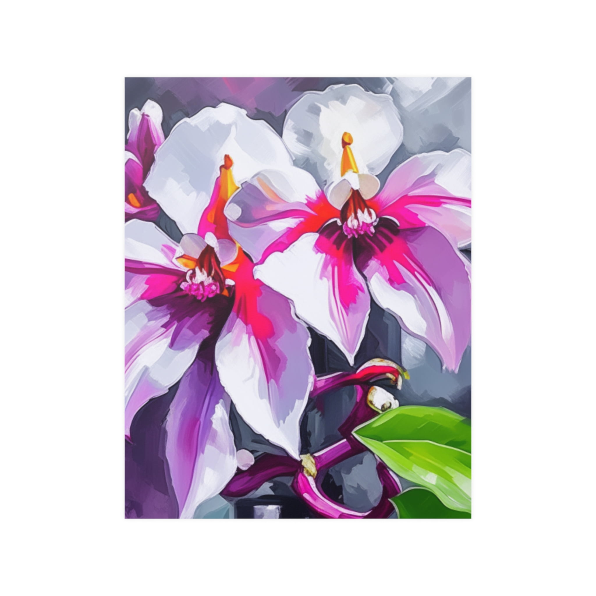 Orchids in the Breeze Abstract Plant Garden Art Print on Satin Posters ...