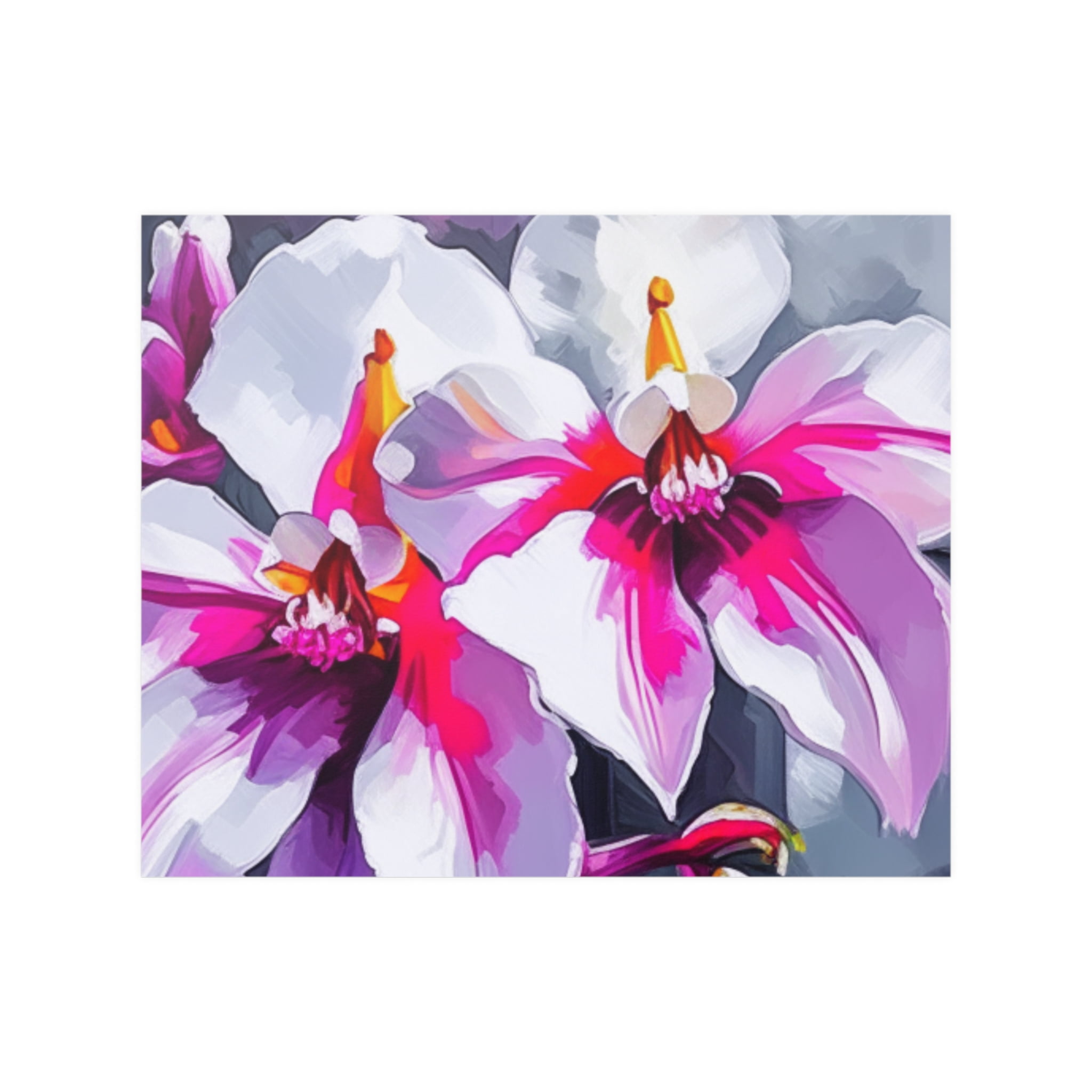 Orchids in the Breeze Abstract Plant Garden Art Print on Satin Posters ...