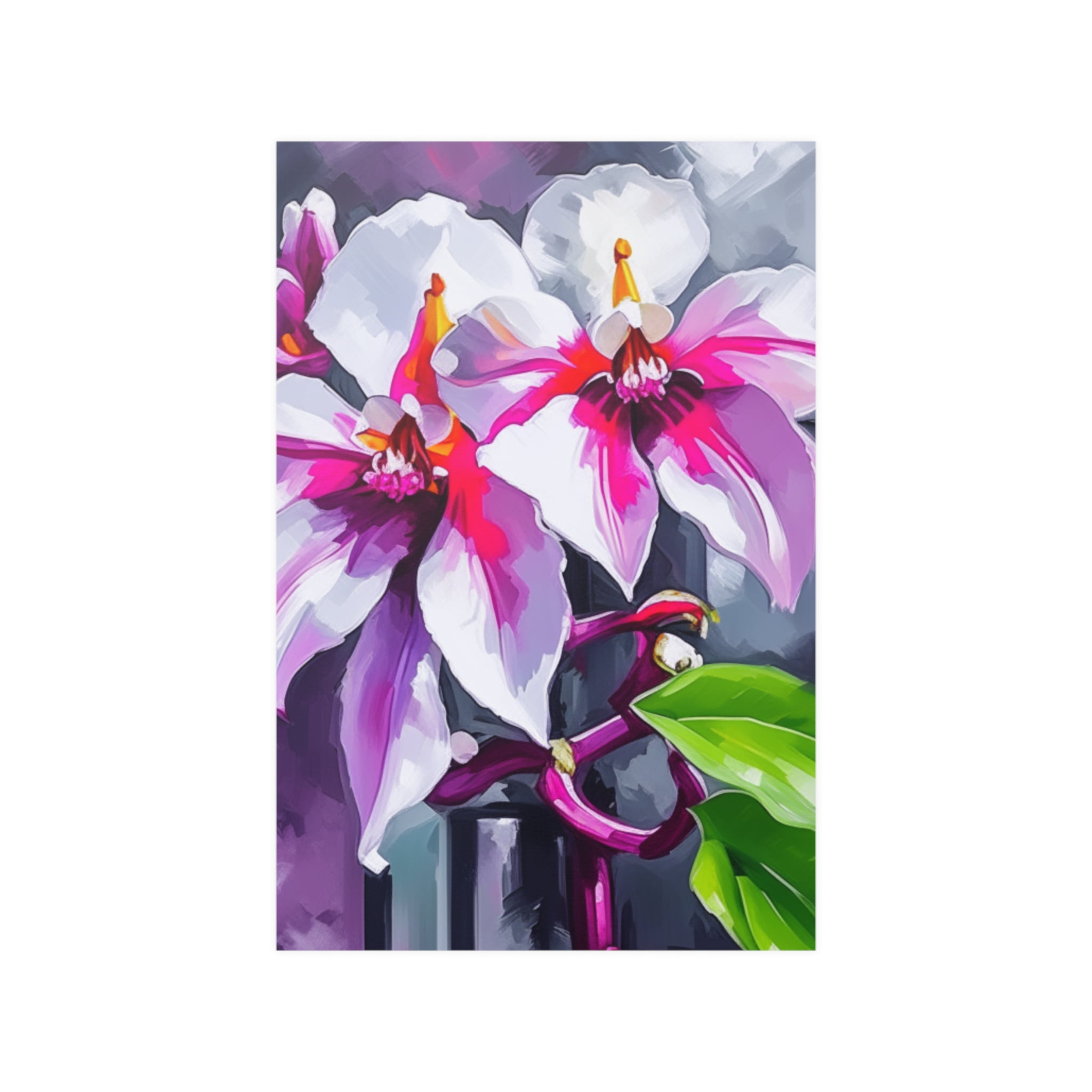 Orchids in the Breeze Abstract Plant Garden Art Print on Satin Posters ...