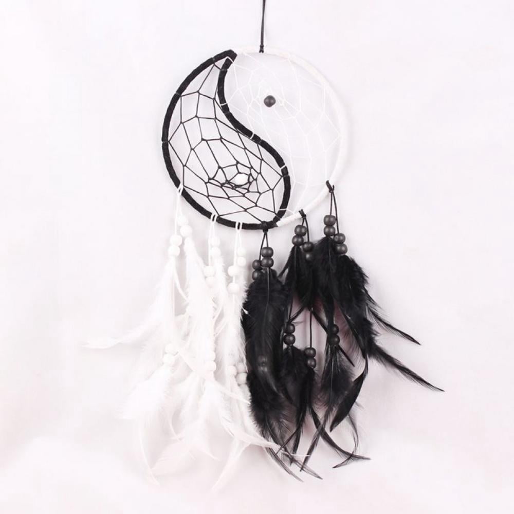 Orchip Macrame Hand-woven Dream Net Crafts With White & Black Circular ...