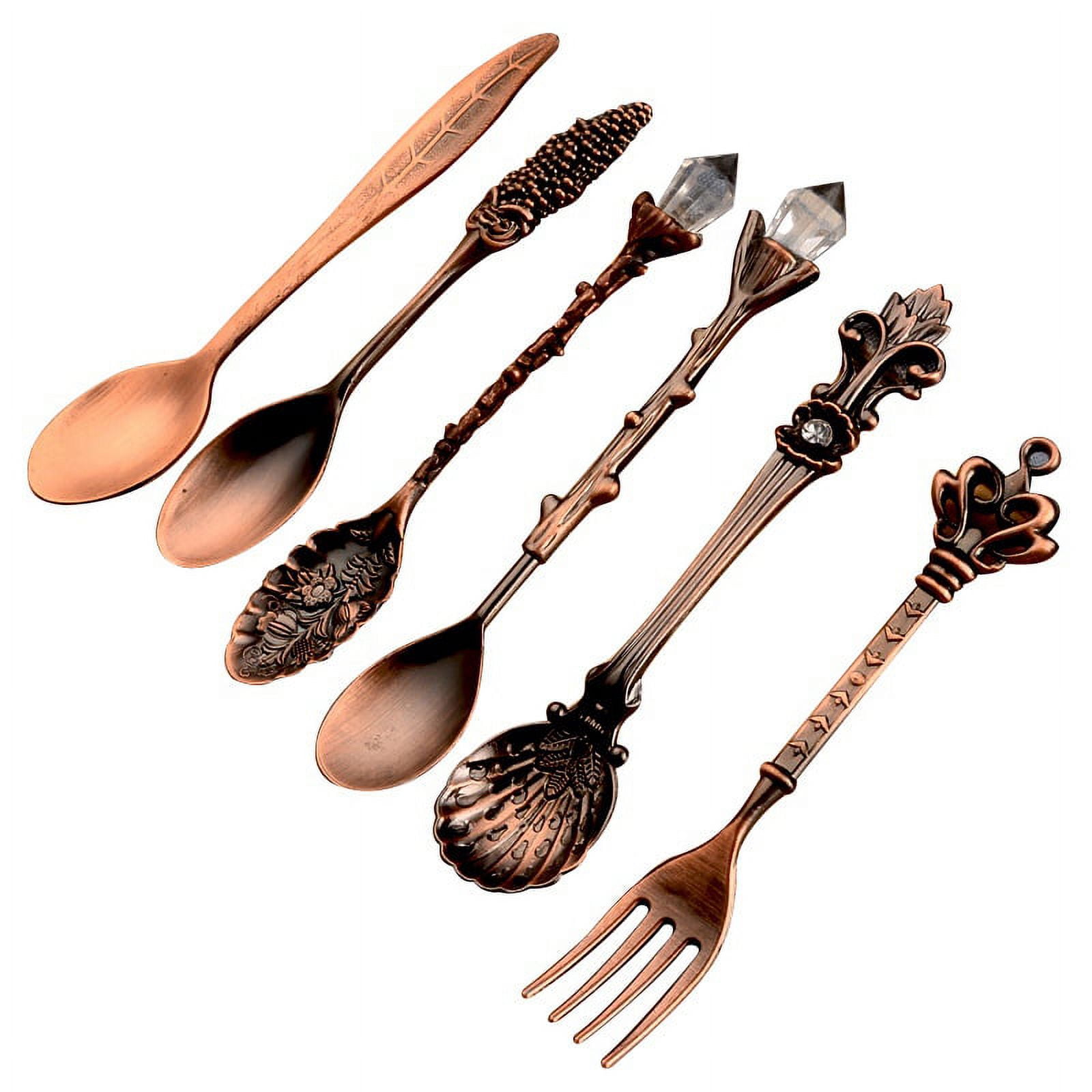 Orchip Vintage Spoons 6 Pcs/Set Royal Style Bronze Carved Coffee Milk ...