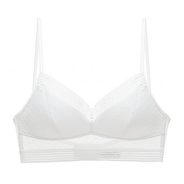 Orchip Women Lace Bra Mesh Perspective Wirefree Padded Bralette Low ...