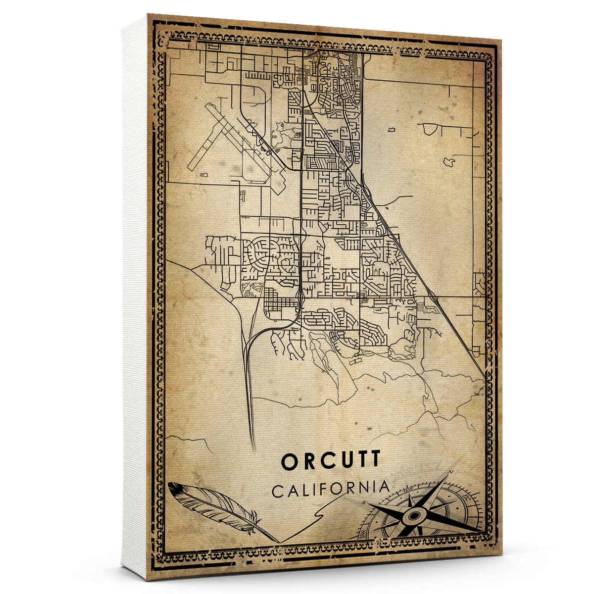 Orcutt Vintage Map Prints Canvas, California Map Art Canvas, Canvas ...