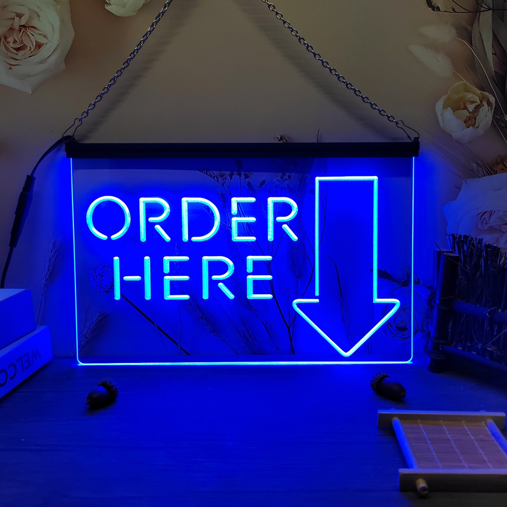 Order Here Cashier Shop Vintage LED Neon Sign-Posters,3DCarving,Wall ...