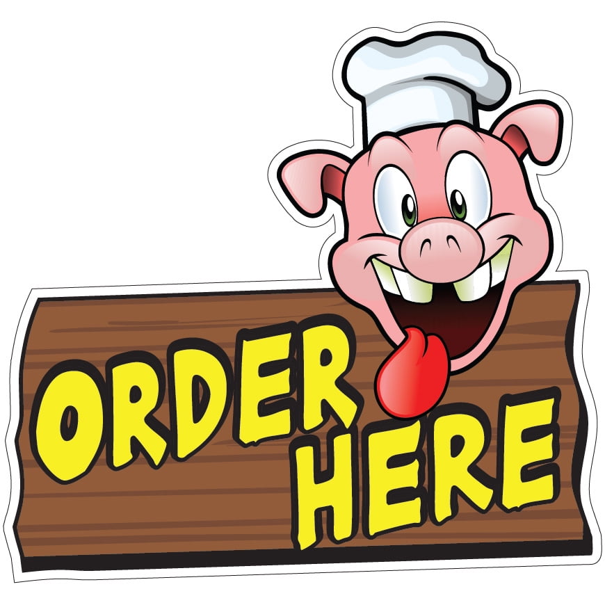 Order Here Pig Sign 8" Decal Concession Stand Food Truck Sticker ...