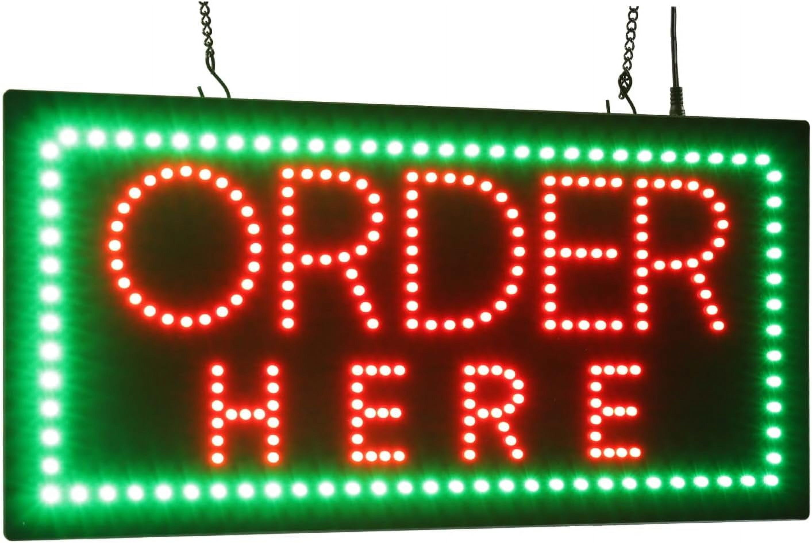Order Here Sign, 19"x10", 48x24cm, , Signage, LED, Bright, Open ...