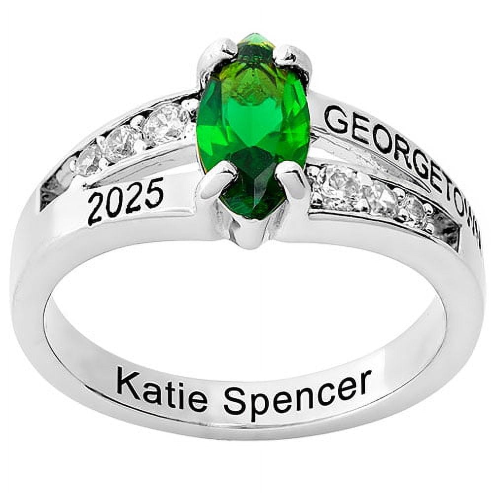 Order Now for 2025 Graduation, Freestyle Class Rings Emerald Sterling ...