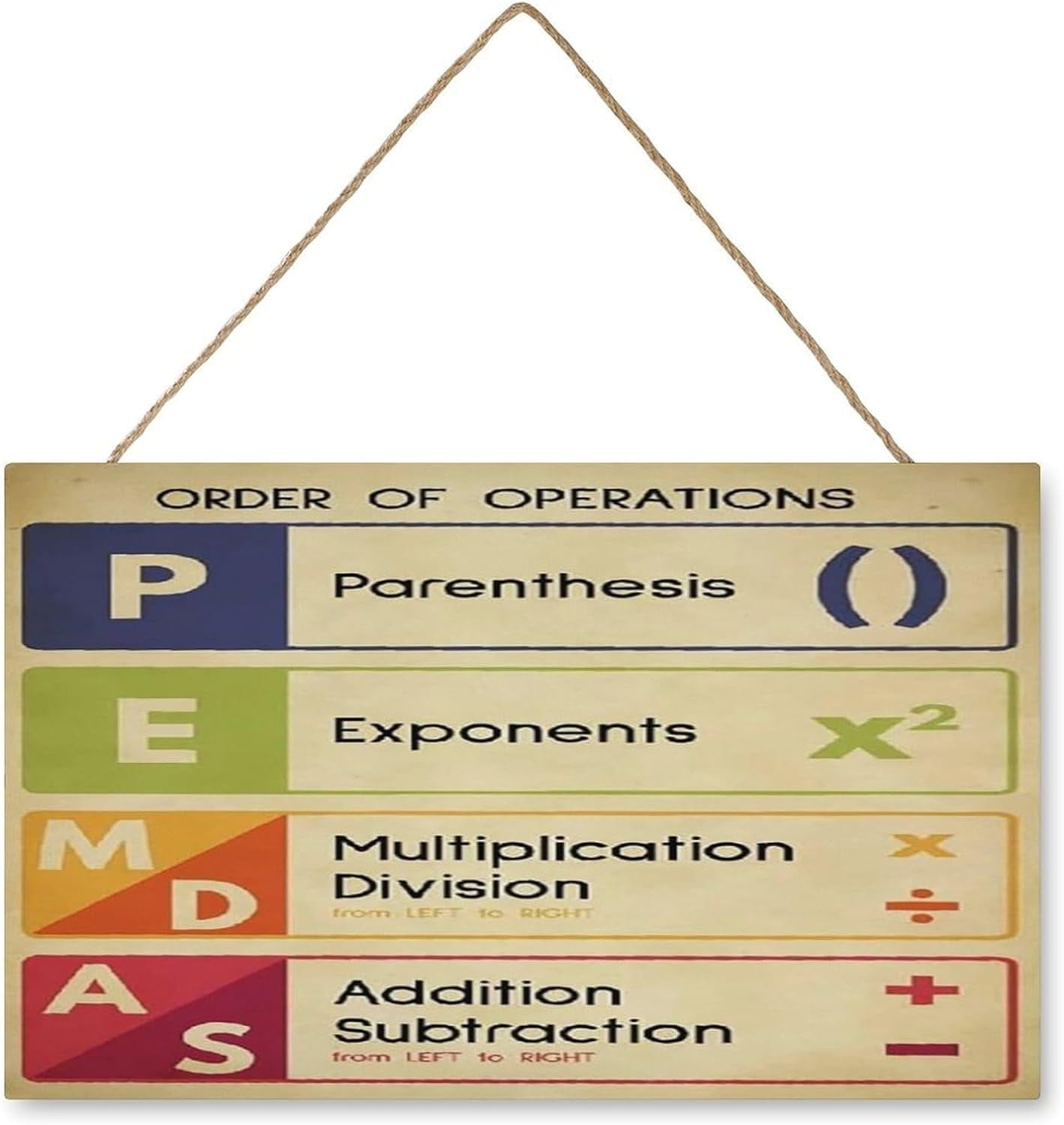 Order Of Operations Chart Wooden Signs Math Posters Math Class Learning