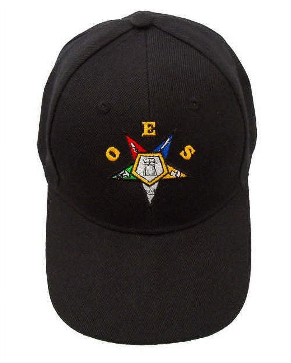 Order of the Eastern Star - Black Adjustable Baseball Cap OES Text and ...
