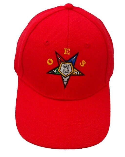 Order of the Eastern Star - RED Adjustable Baseball Cap OES Text and ...