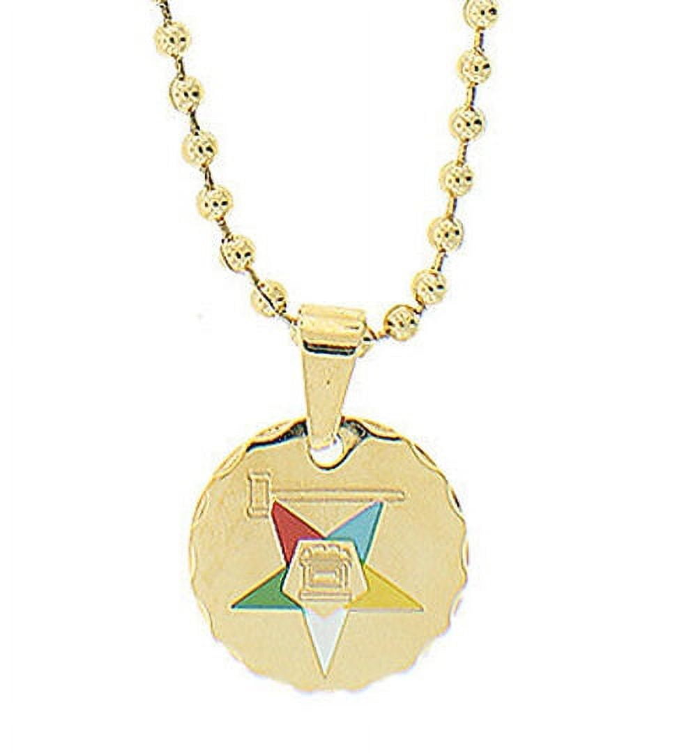 Order of the Eastern Star Round Pendant - Gold Color Steel OES Symbol ...