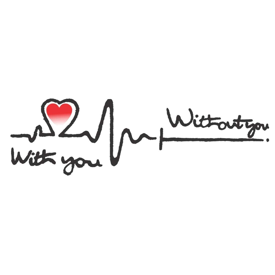 Ordershock Heart Beat Line With You, Without You Temporary Tattoo ...