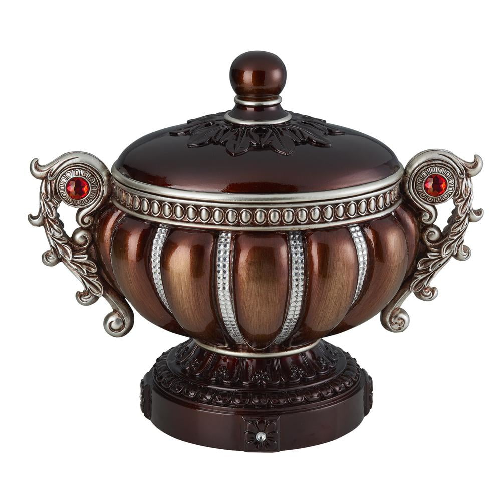 Ore International 11.5" Delicata Bronze Silver Décor Footed Jewelry Box ...