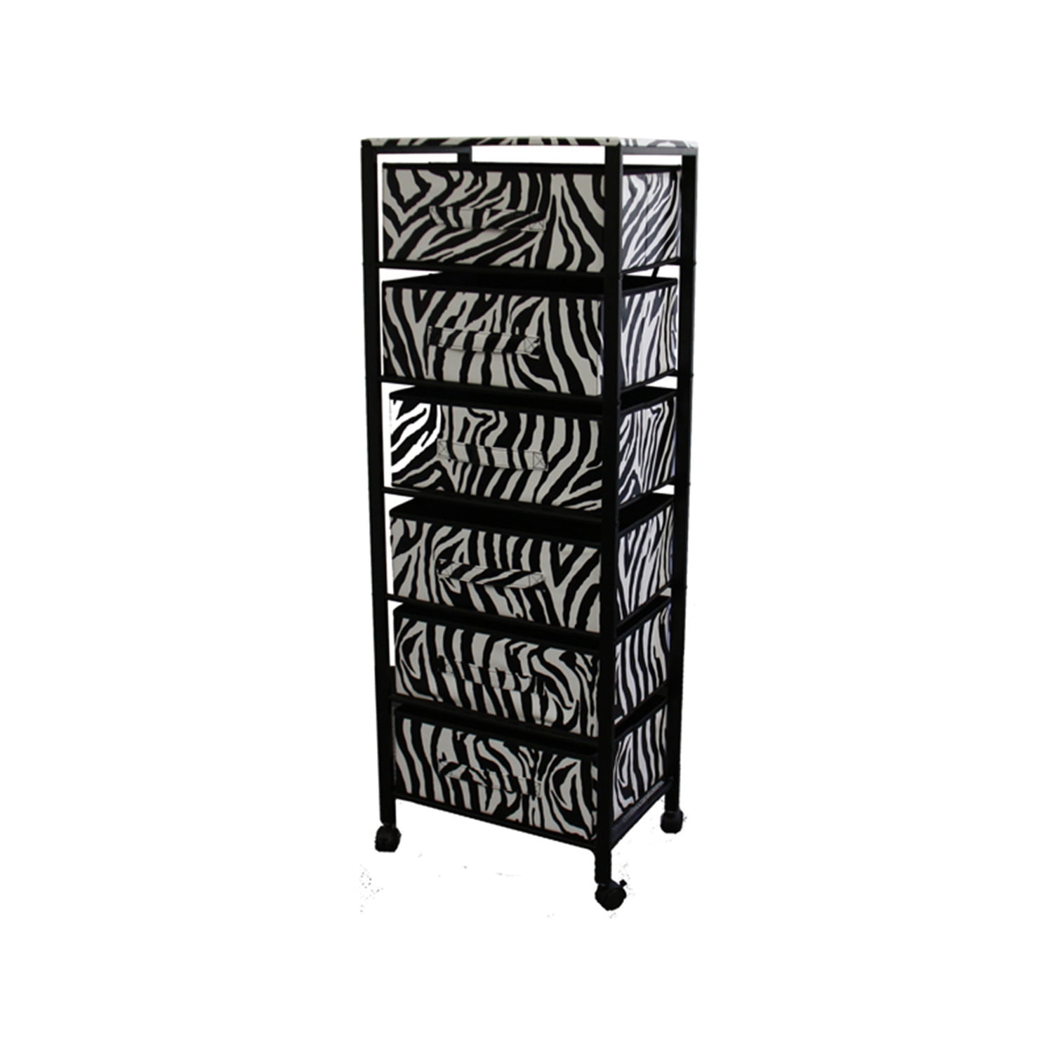 Ore International 52.5"H 6 Drawer Black Frame Rack On Wheels ( Zebra ...