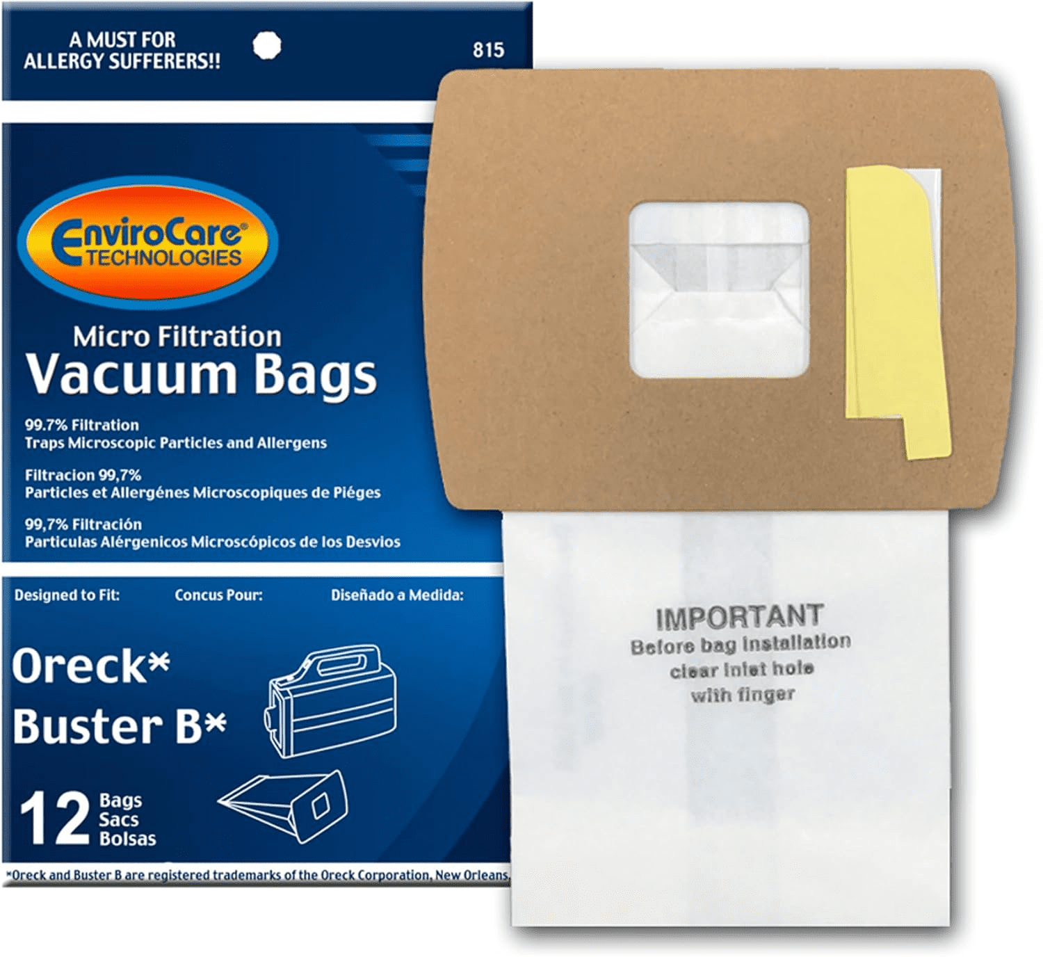 EnviroCare Replacement Micro Filtration Vacuum Cleaner Dust Bags ...