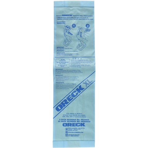 Oreck Commercial XL Vacuum Bags, 9-Pack, Fits Models Without Bag Docks ...
