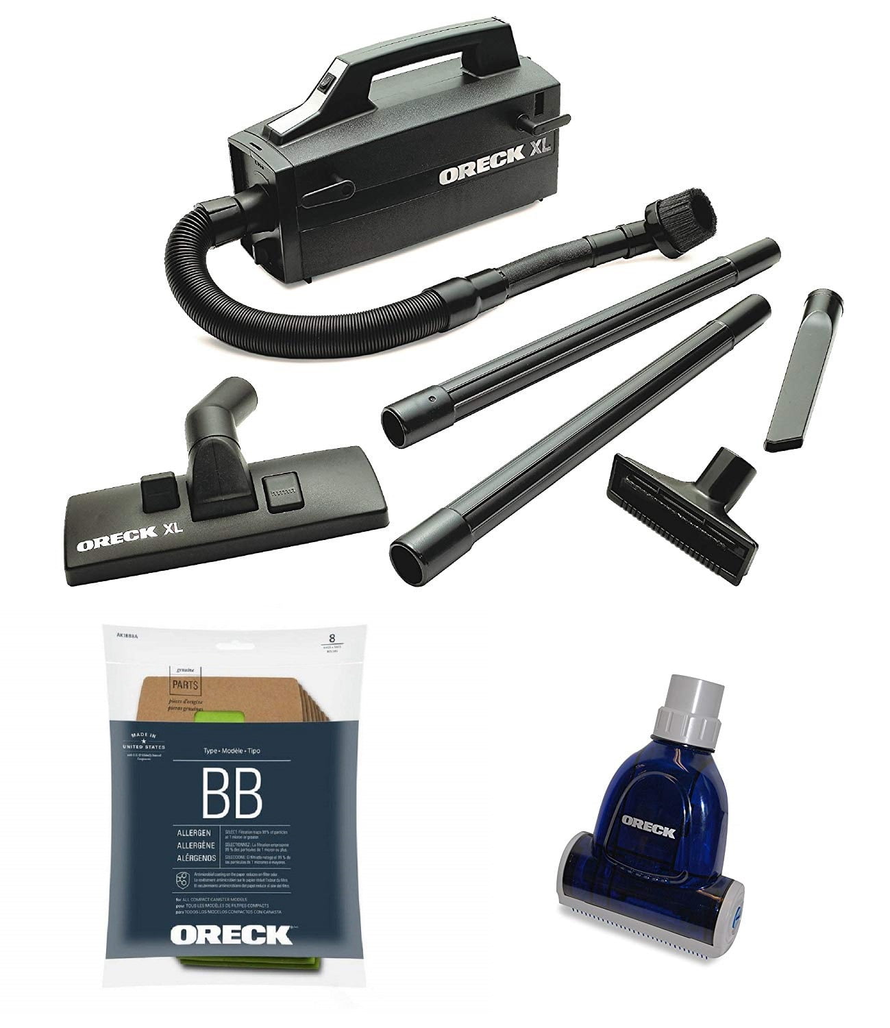 Oreck Handheld BB880-AD Bagged Canister Vacuum with Turbo Brush and 8 ...