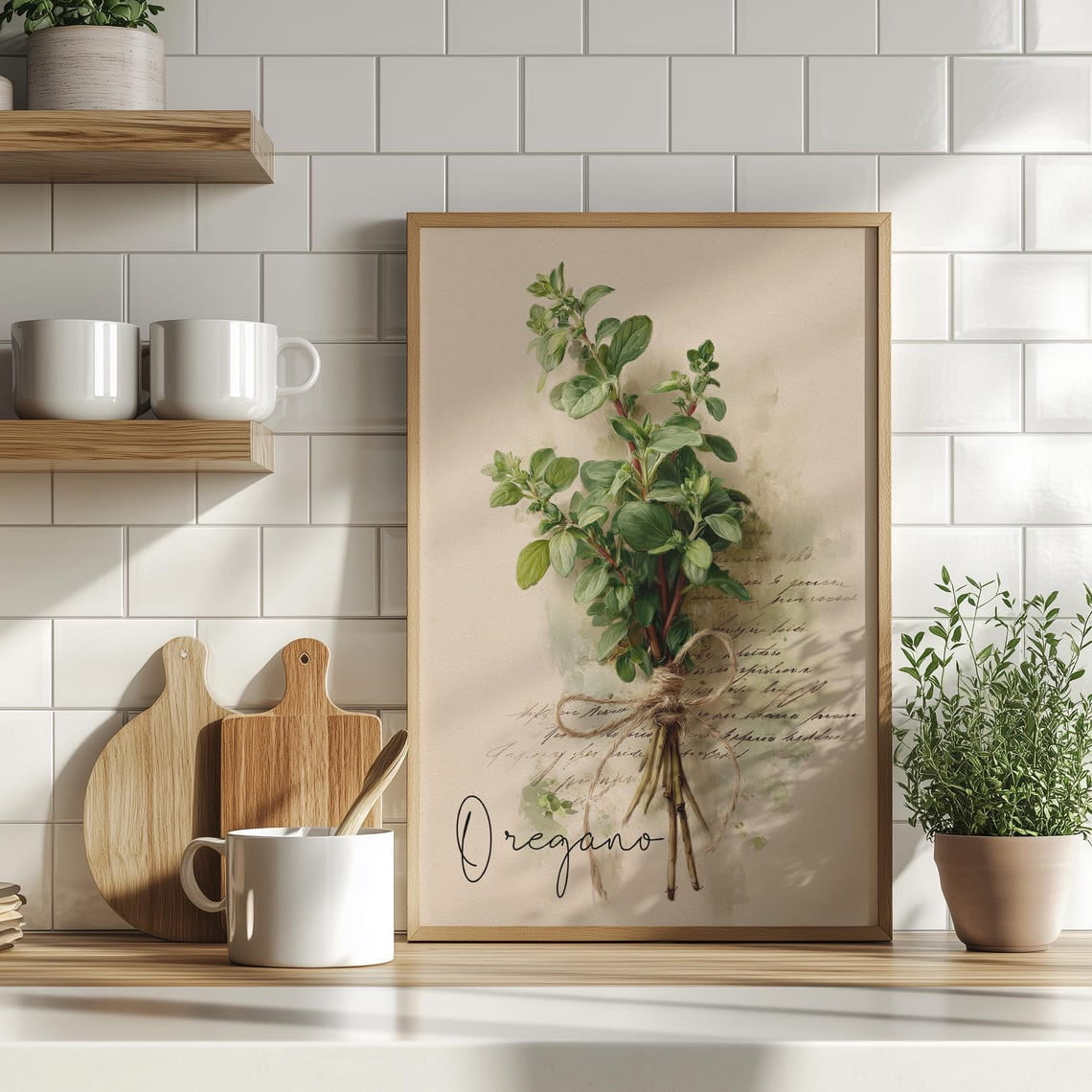 Oregano Botanical Typography Cottagecore Herb Kitchen Farmhouse Country ...