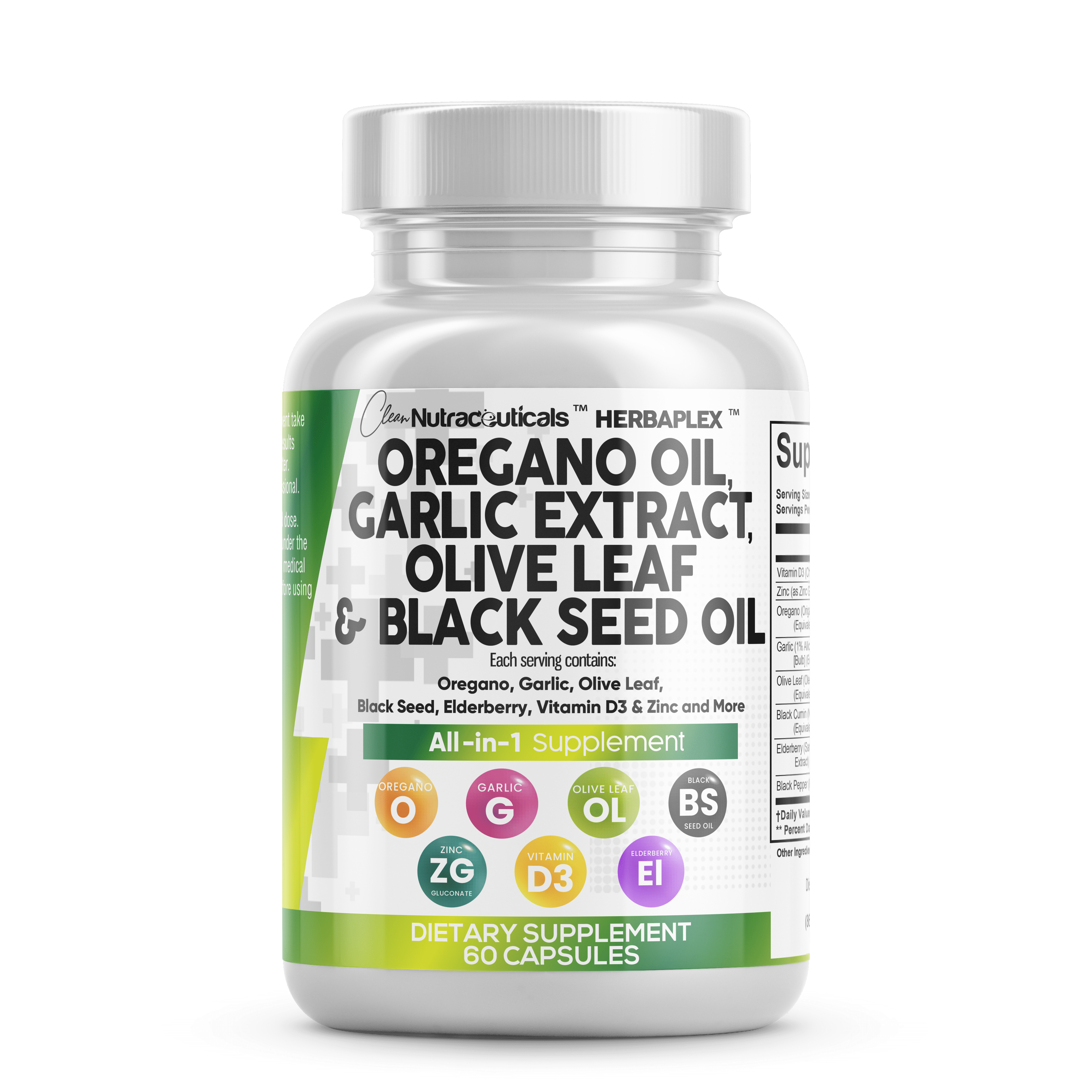 Organic Immune & Digestive Health Supplement - Oregano Oil, Garlic ...