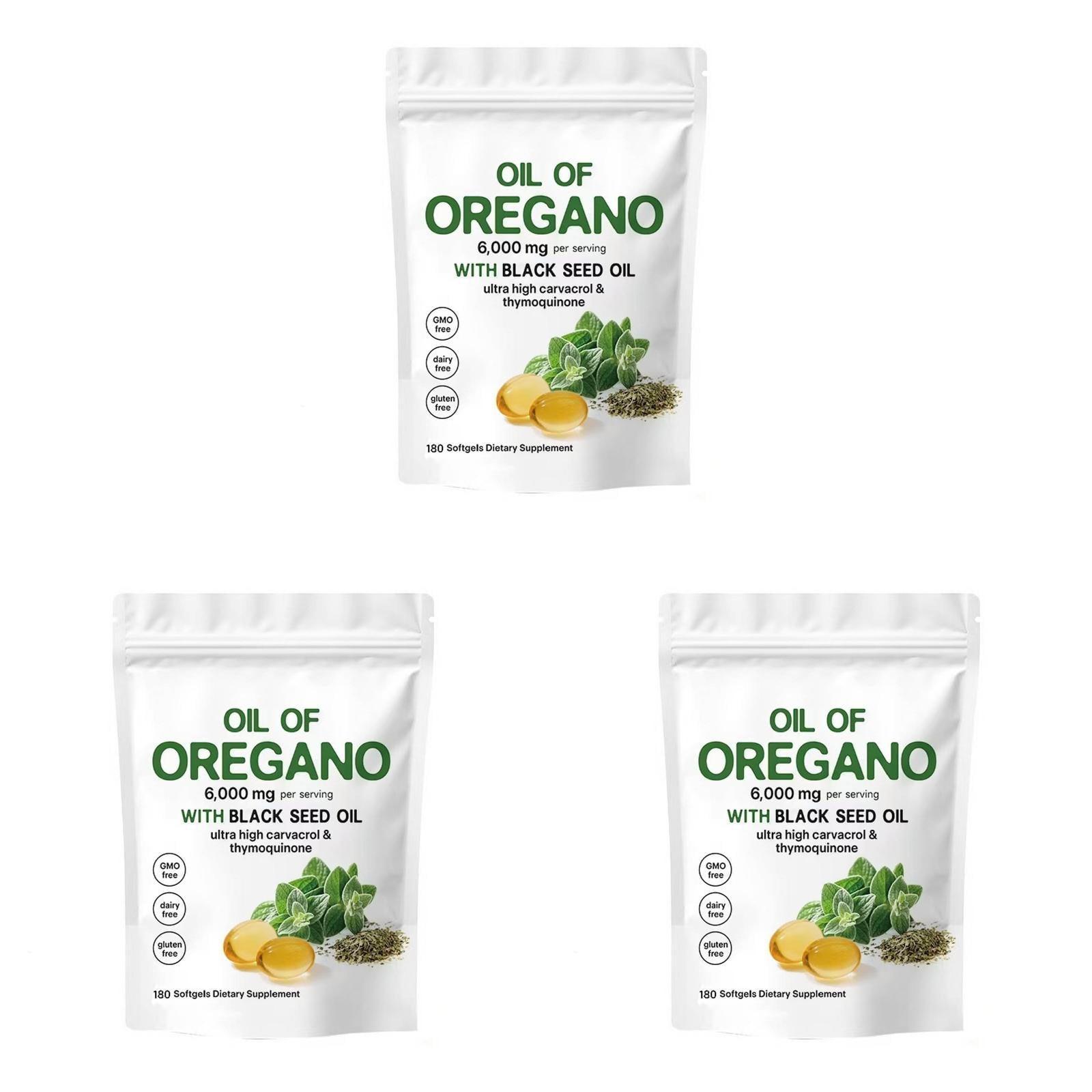 Oregano Oil with Black Seed Oil SoftgelsOregano Oil, 6000mg Per Serving ...