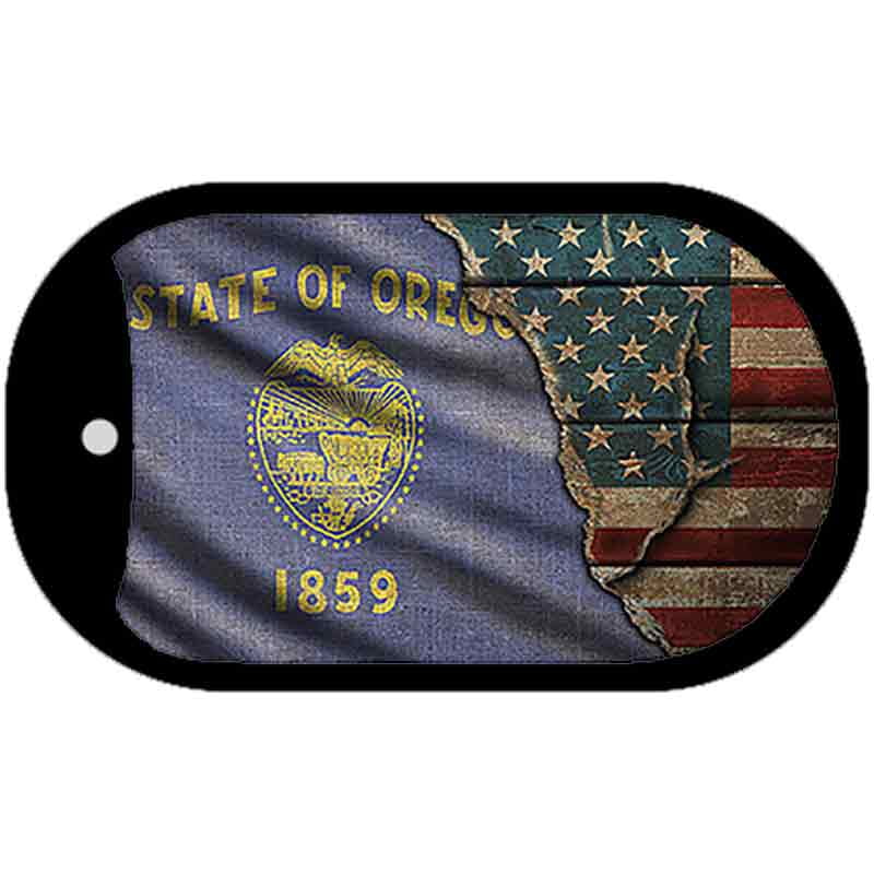 Oregon/American Flag Novelty Metal Dog Tag Necklace DT-12416 2" x 1 ...