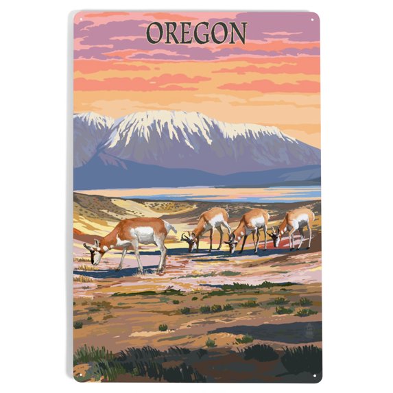 Oregon, Antelope Scene (12x18 Aluminum Art, Indoor Outdoor Metal Sign ...