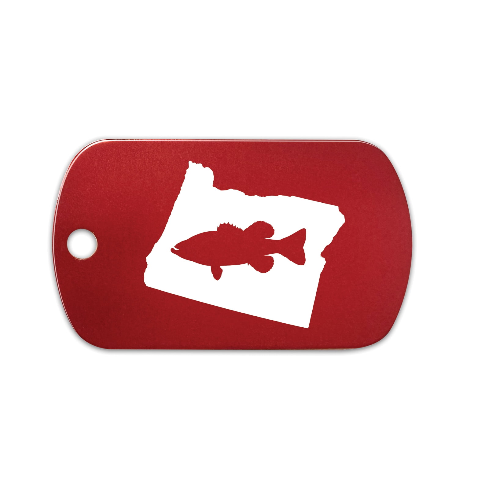 Oregon Bass GI Dog Tag Aluminum Keychain state shaped largemouth sport ...