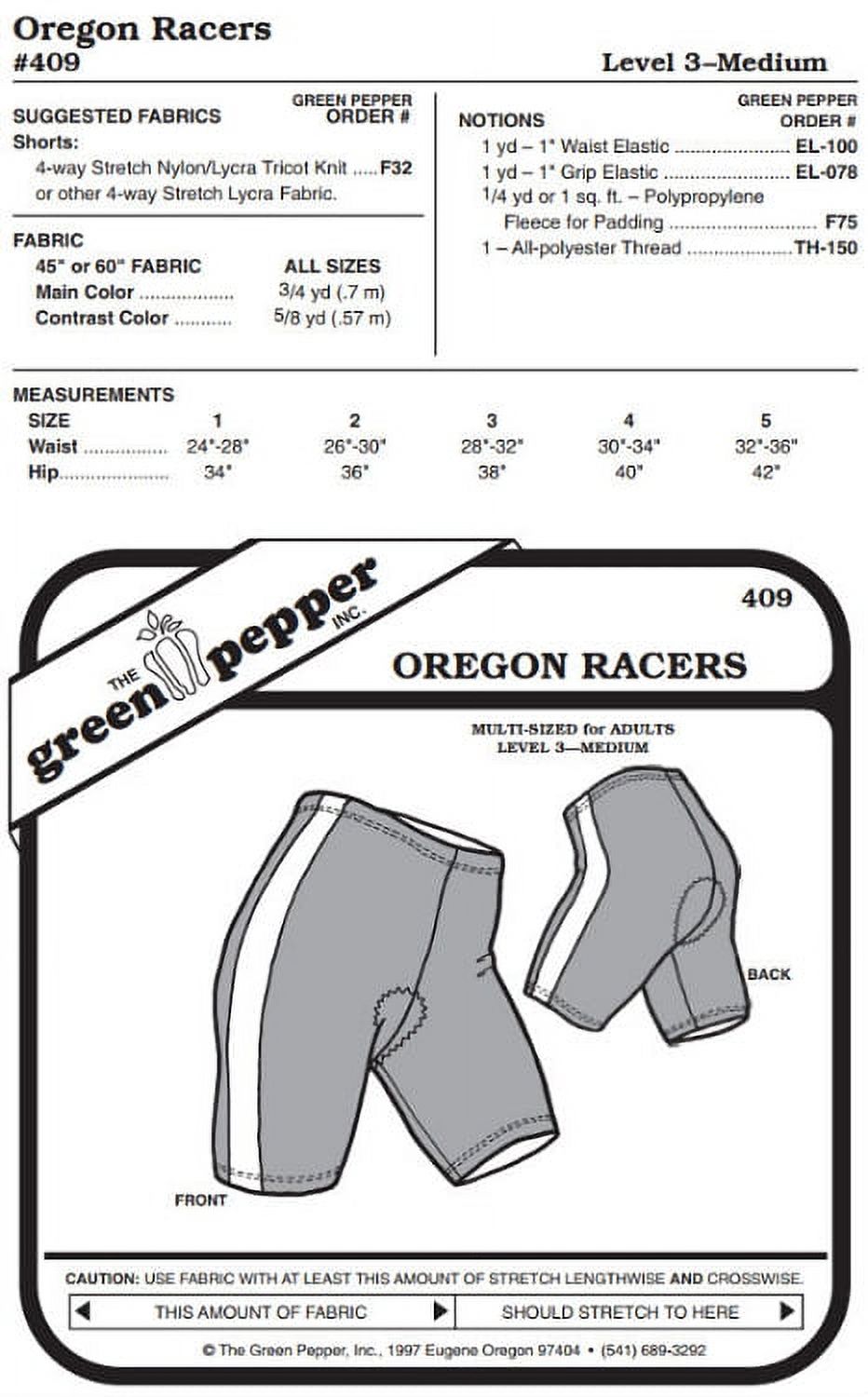 Oregon Biking Riding Bicycle Shorts #409 Sewing Pattern (Pattern Only ...