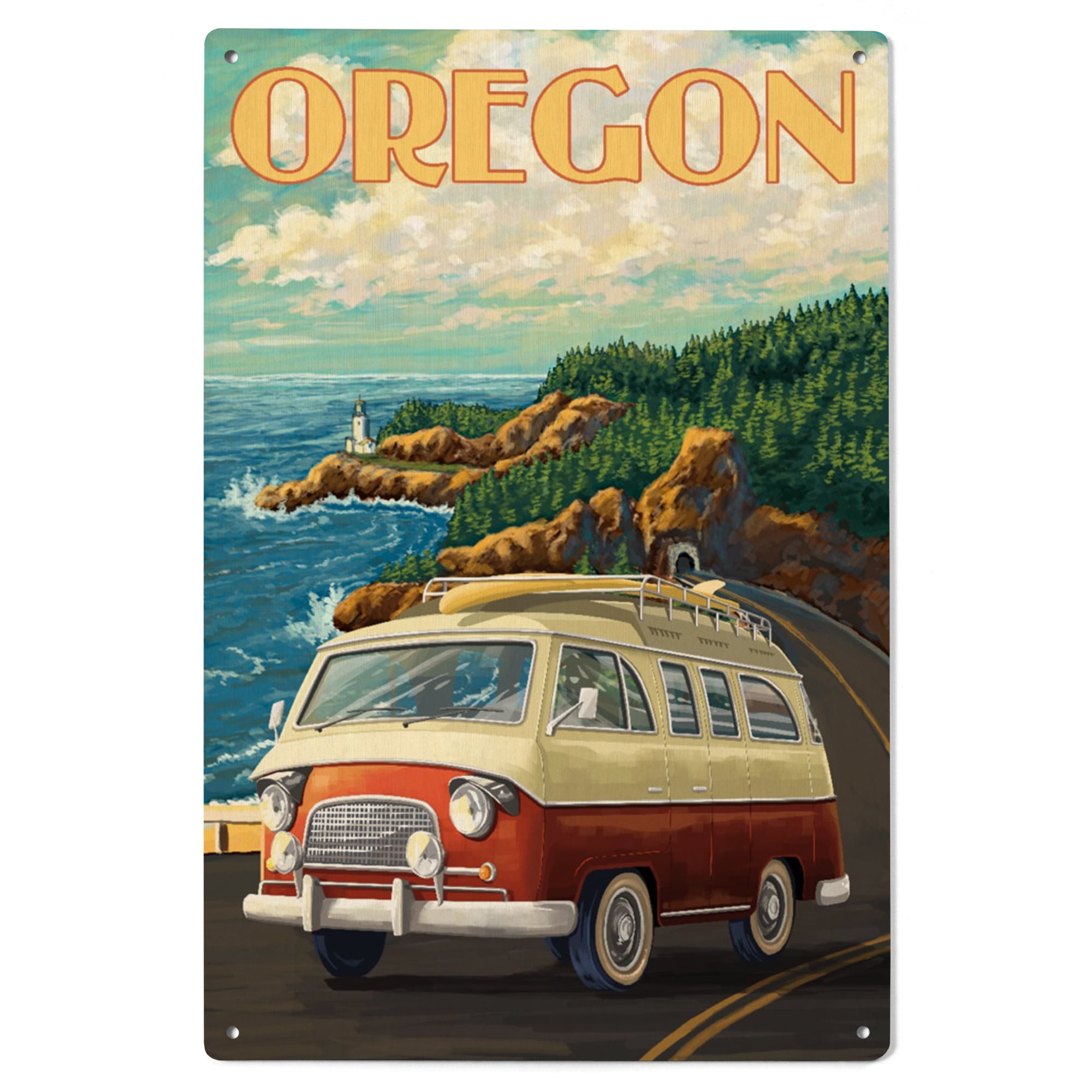 Oregon, Camper Van Birch Wood Wall Sign (6x9 Rustic Home Decor, Ready ...