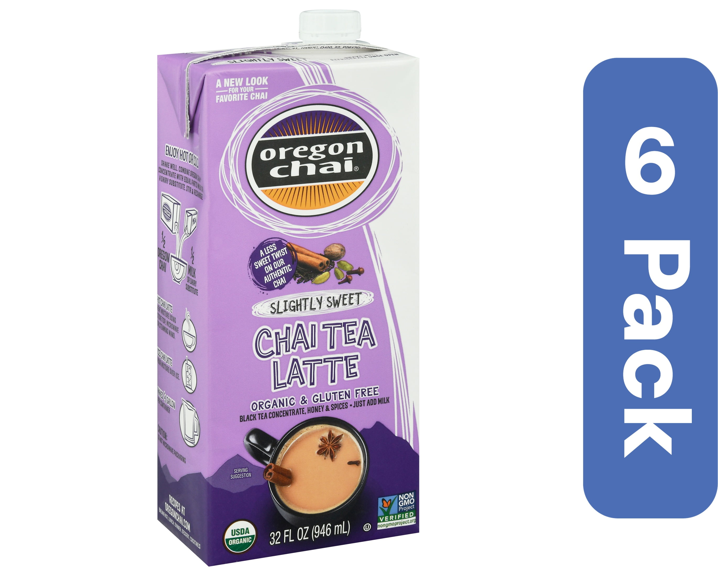 Oregon Chai Tea Slightly Sweet Chai 32 fl oz (Pack Of 6) - Walmart.com