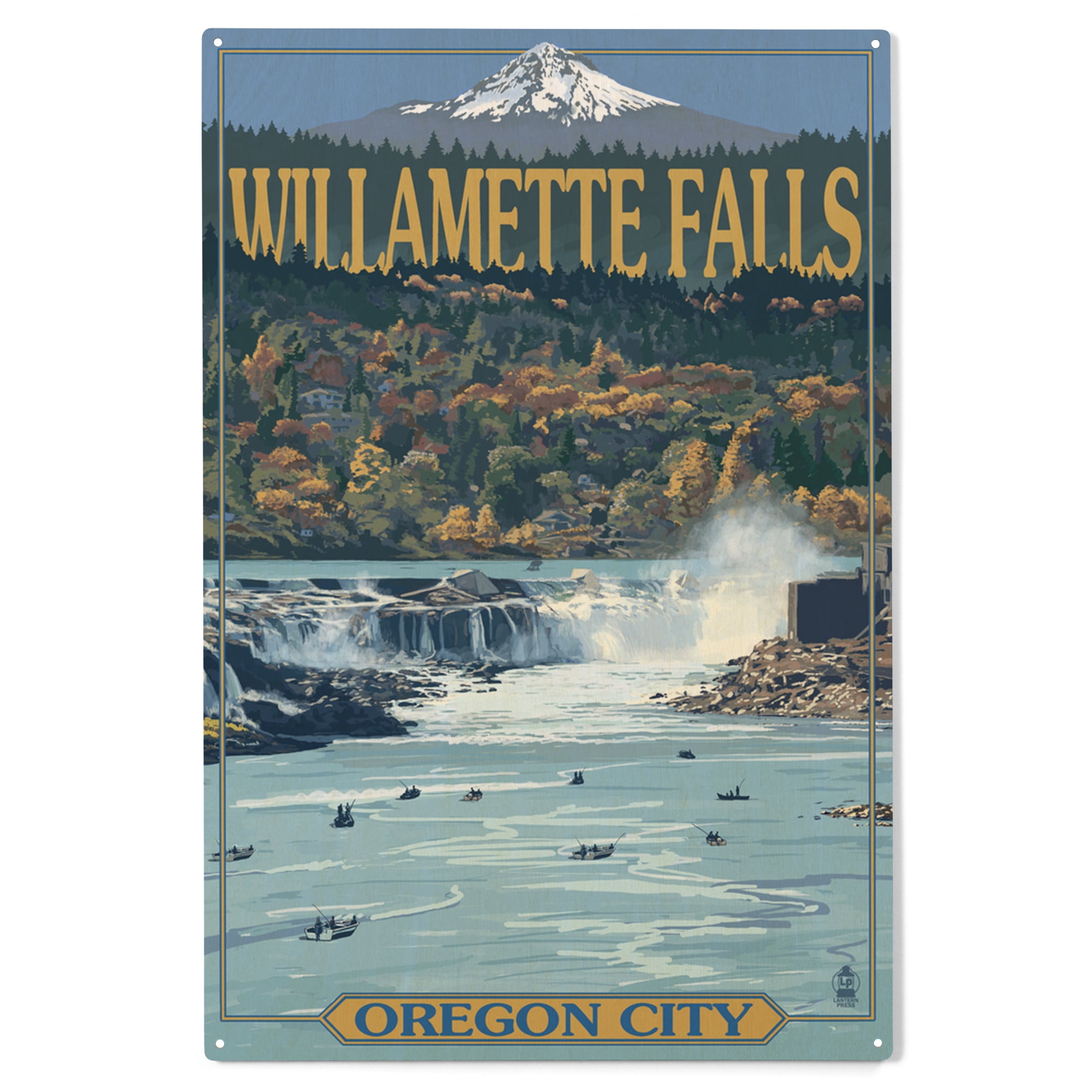 Oregon City, Oregon, Willamette Falls Birch Wood Wall Sign (10x15 ...