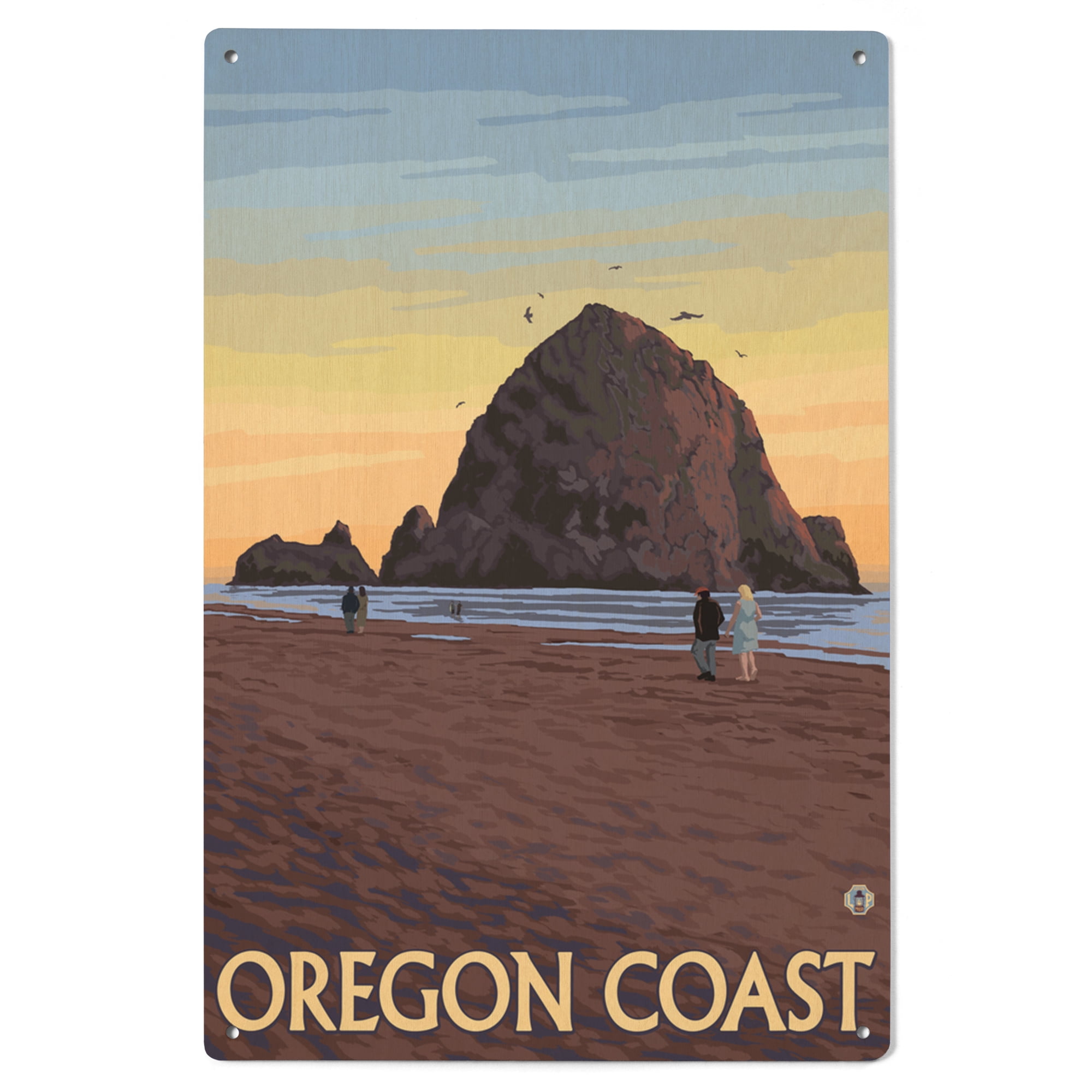 Oregon Coast, Haystack Rock Birch Wood Wall Sign (6x9 Rustic Home Decor ...
