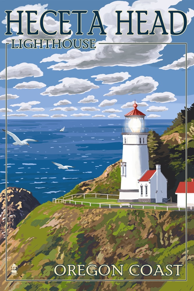 Oregon Coast, Heceta Head Lighthouse (12x18 Wall Art Poster, Room Decor ...