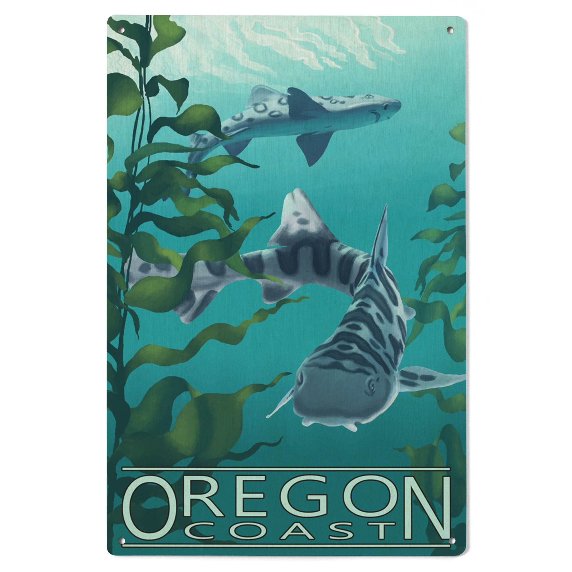 Oregon Coast, Leopard Shark Birch Wood Wall Sign (6x9 Rustic Home Decor ...