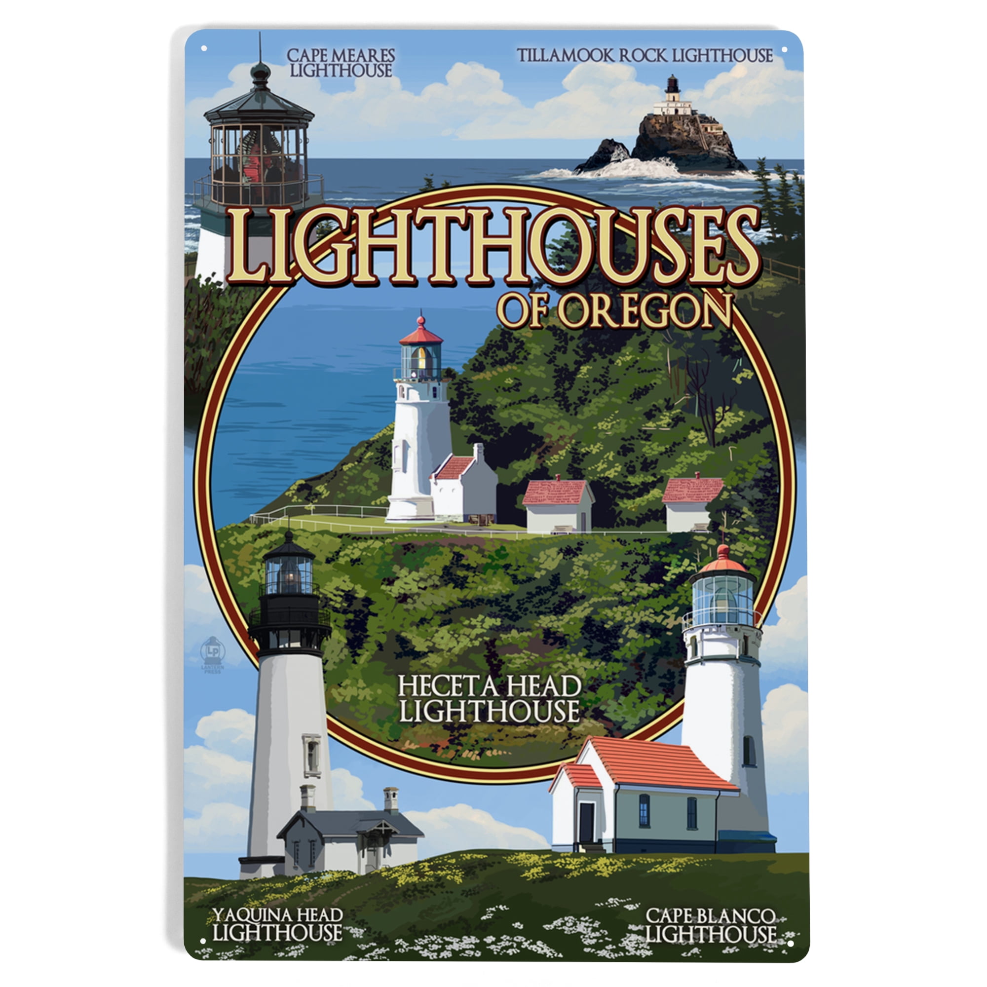 Oregon Coast, Lighthouses Montage (12x18 Aluminum Art, Indoor Outdoor ...