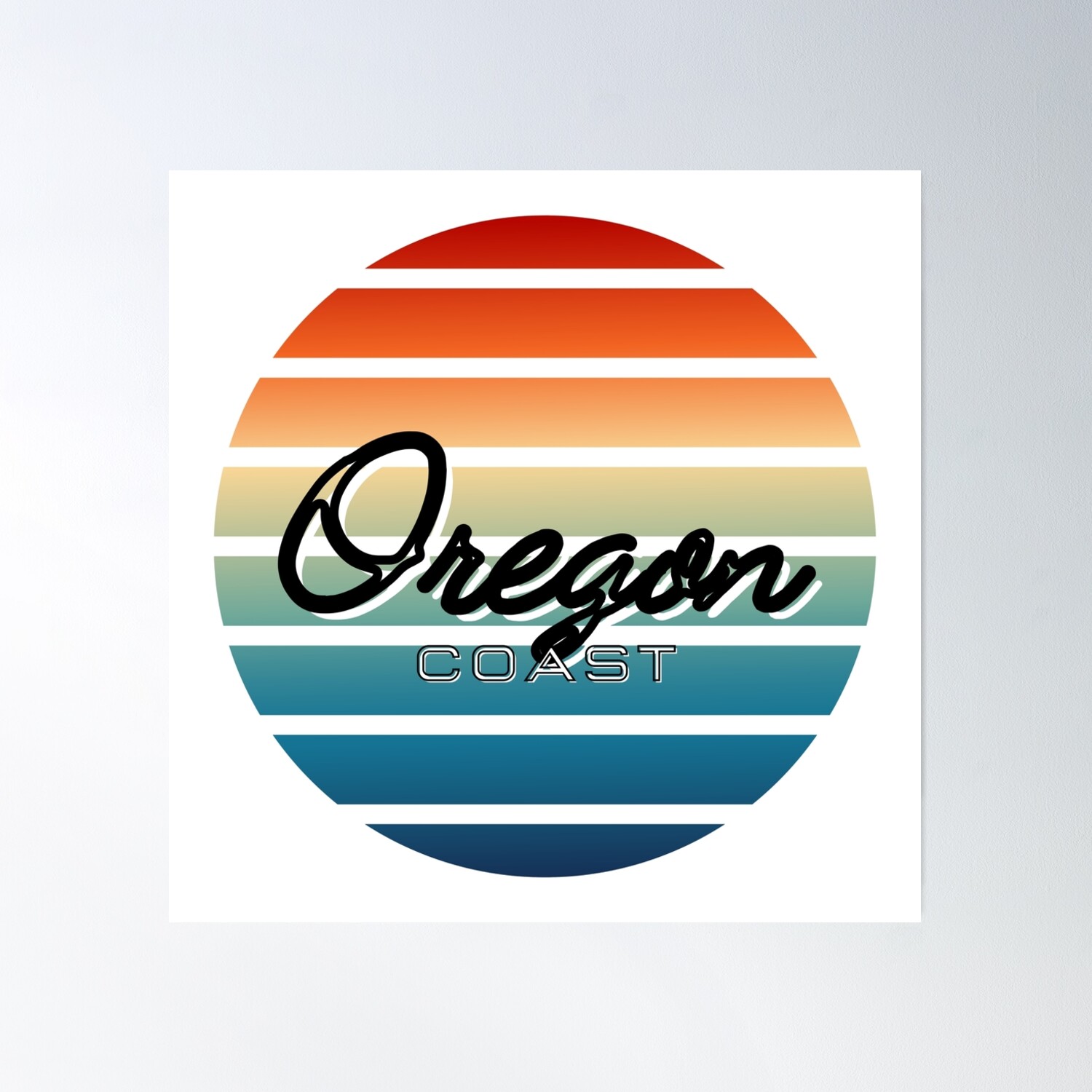 Oregon Coast Retro Sunset Coastal Design Poster Wall Art, Modern Wall ...